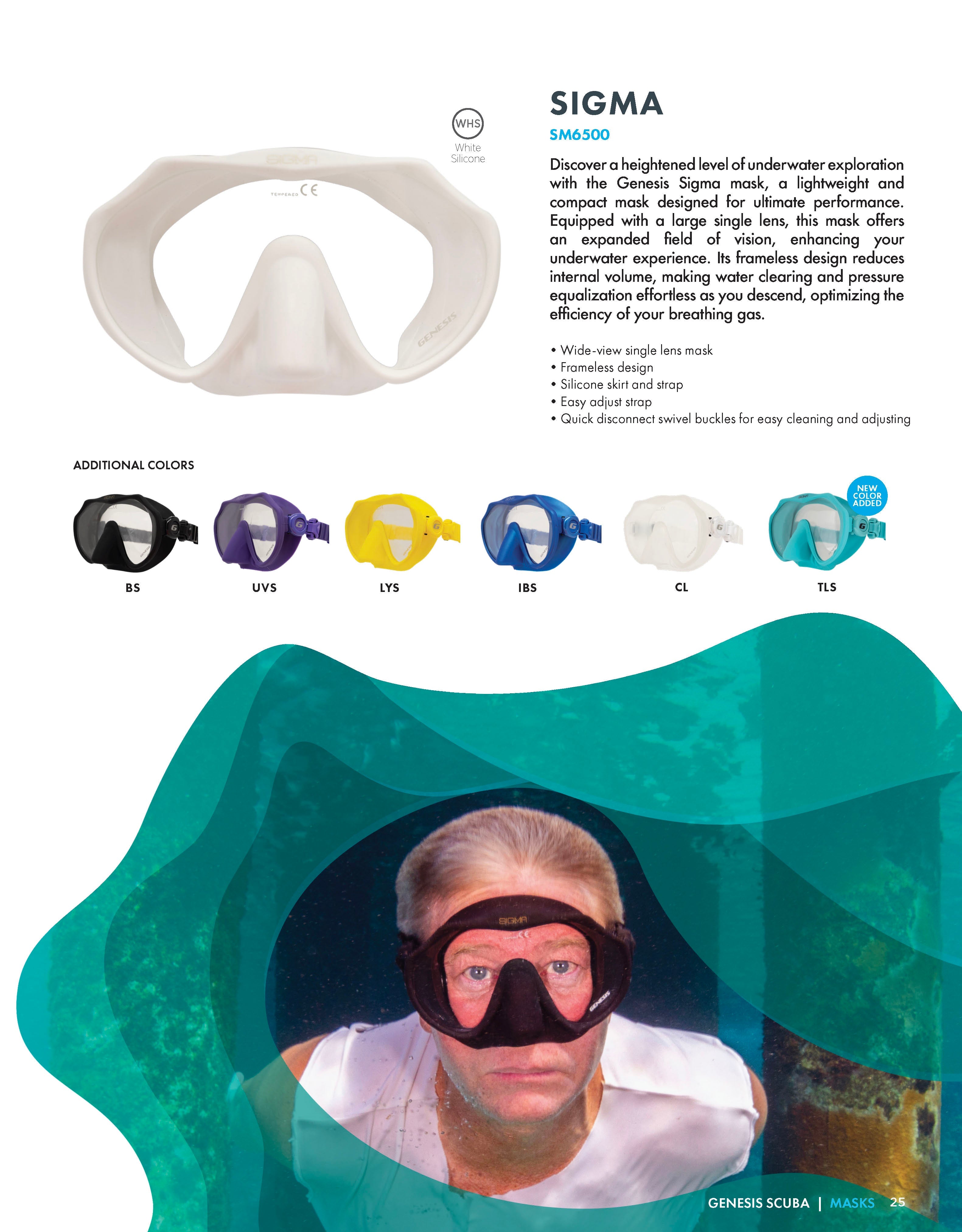 Genesis Sigma Mask – Black Silicone | Frameless, Low Volume, Wide View ...